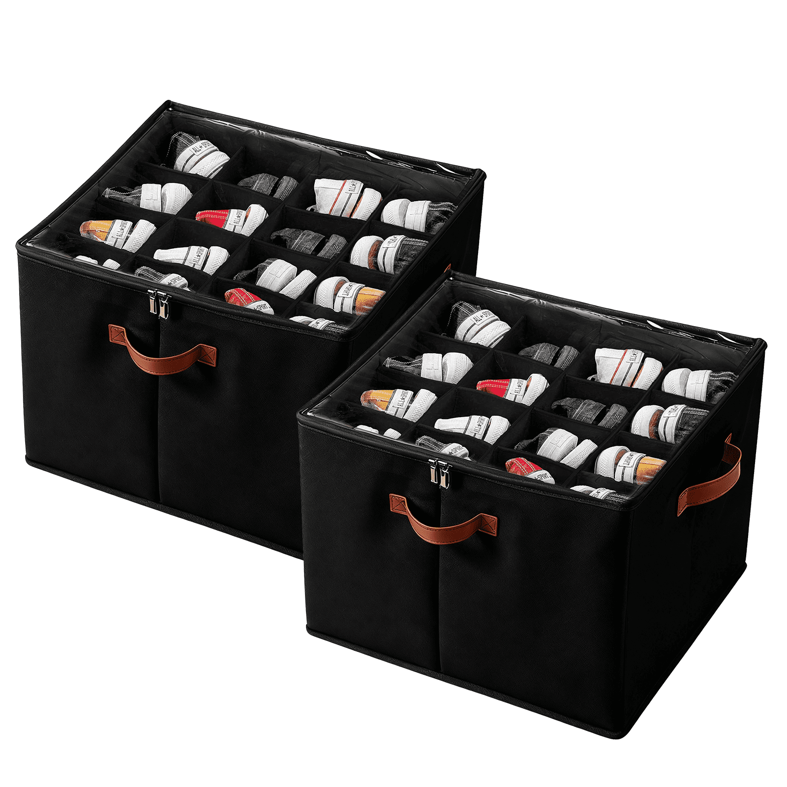 PKALQ 2 Pack Shoe Organizer for Closet, Foldable Shoe Storage Bins with ...
