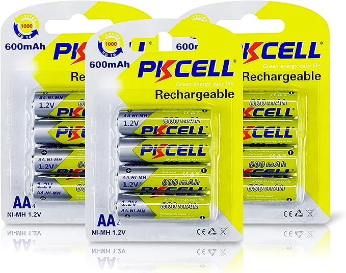 PKCELL 1.2V 600mAh AA Ni-MH Battery Rechargeable Batteries for Garden ...