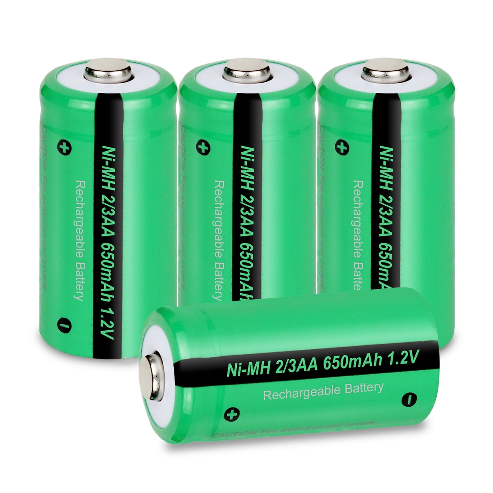 PKCELL 2/3AA NiMH 650mAh 1.2V Button Top Rechargeable Batteries 4 Pack ...