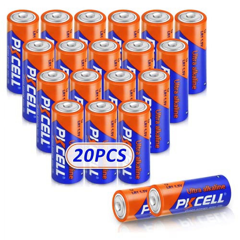 PKCELL 20 Counts 1.5V LR1/MN9100/E90/N Size Alkaline Batteries,Leak ...