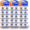 PKCELL 30 Pack LR44 AG13 1.5V Button Coin Cell Batteries for Watches ...
