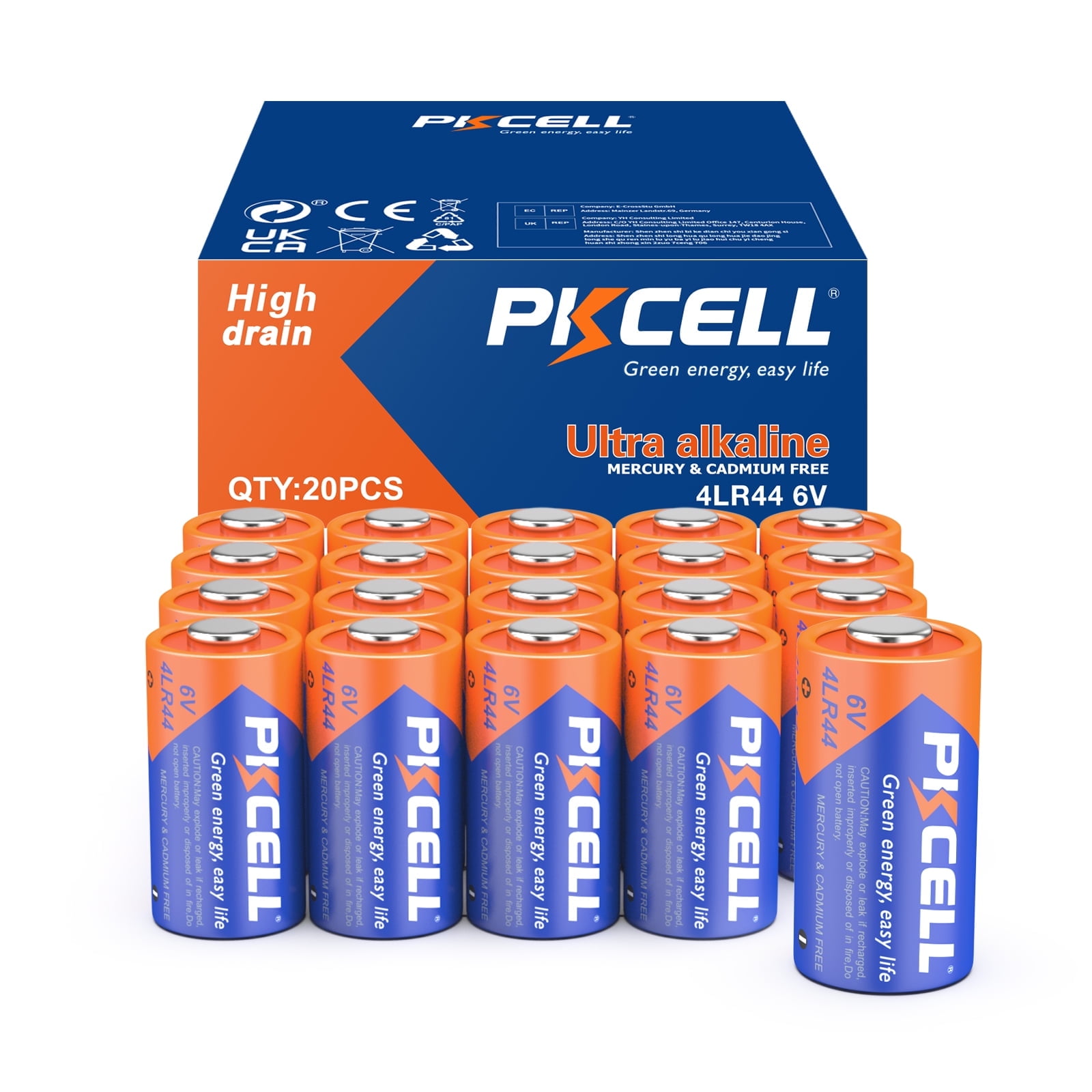 PKCELL 4lr44, 476a, px28a, a544, k28a, l1325 6V Akaline Batteries 20 ...
