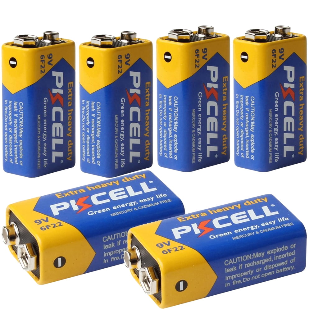 PKCELL 6Pcs Size 9V Batteries Super Heavy Duty Power Zinc Carbon ...