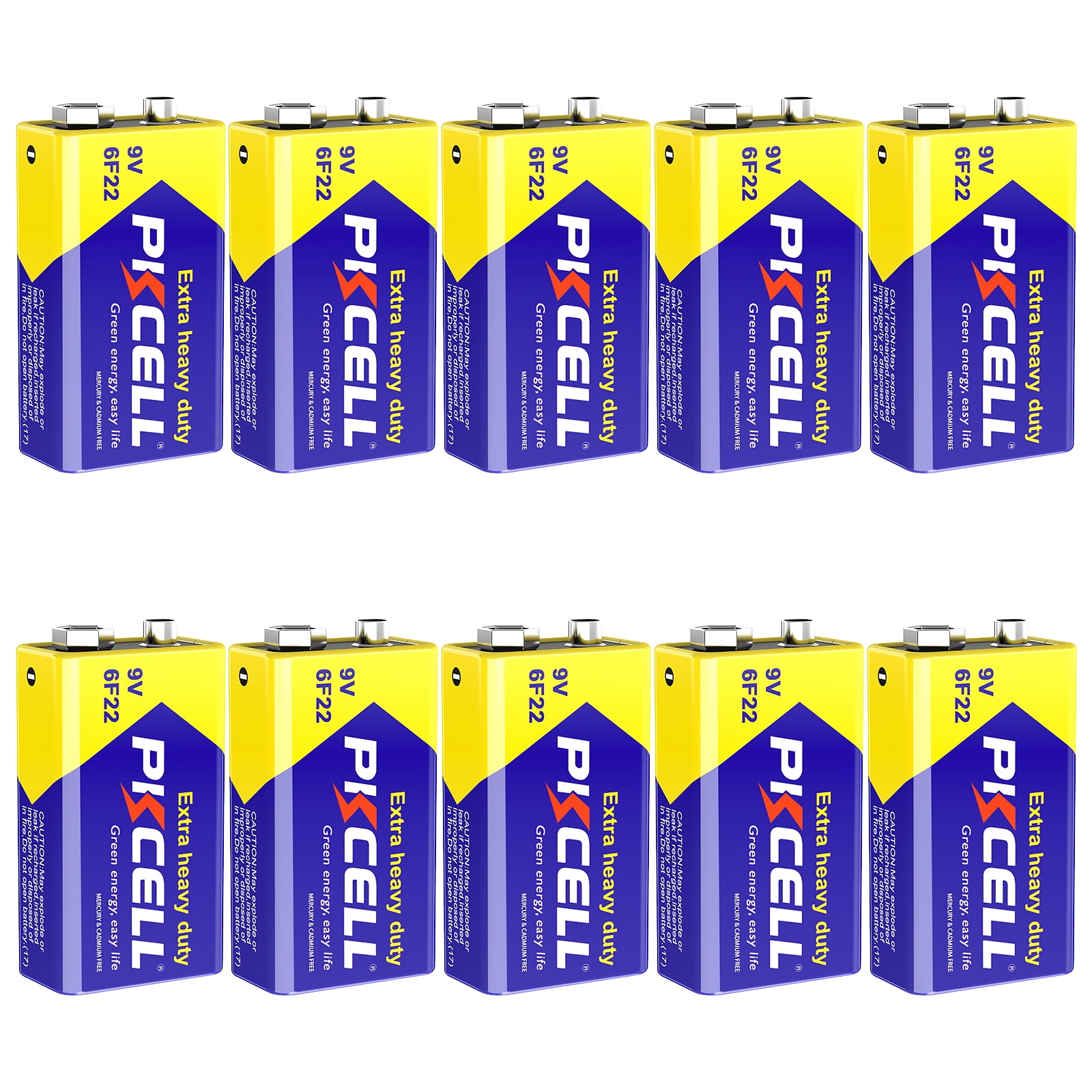 PKCELL 9V Battery, Long Lasting 9 Volt Batteries, 10PCS Smoke Detector ...