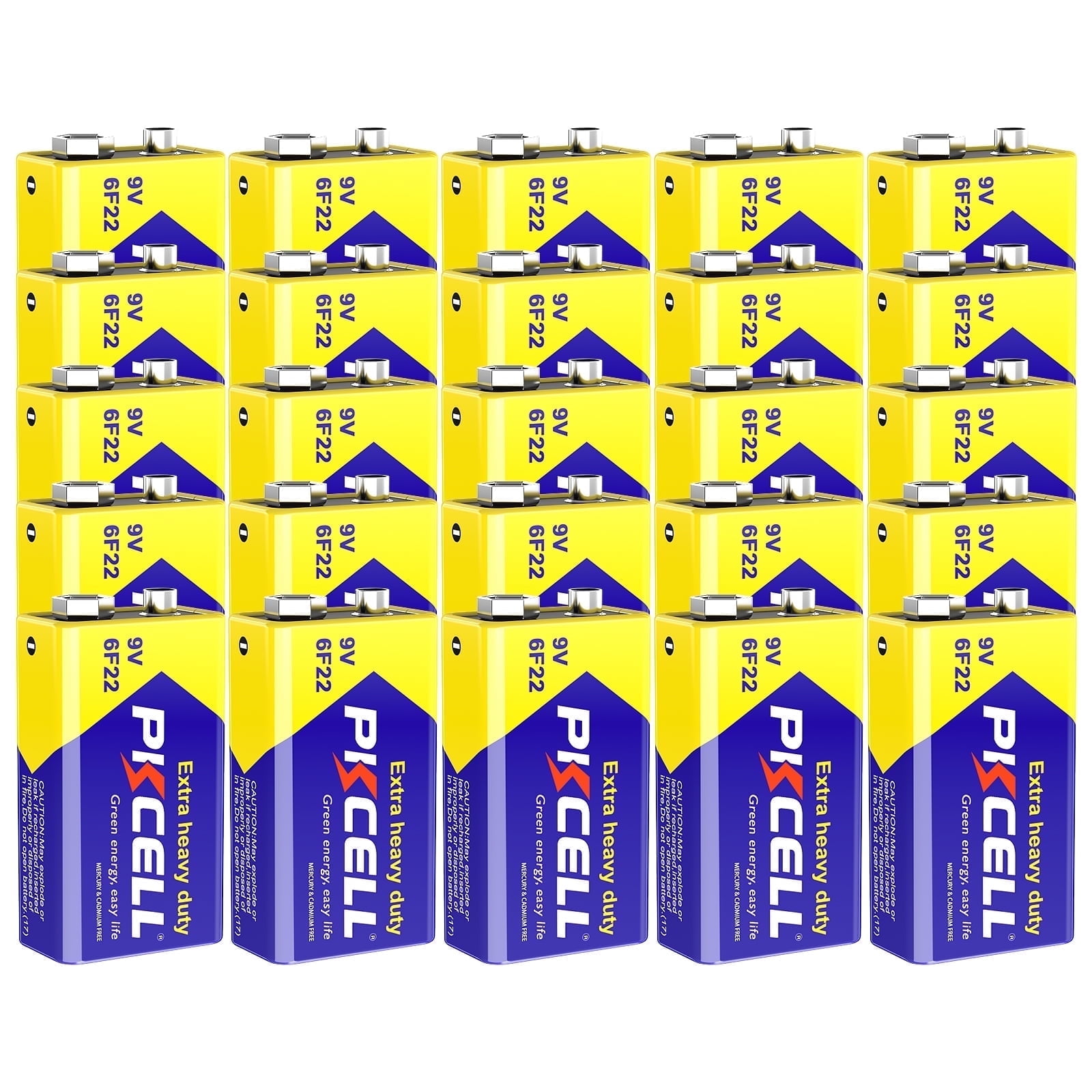 PKCELL 9V Battery, Long Lasting 9V Batteries, 50 Pack - Walmart.com