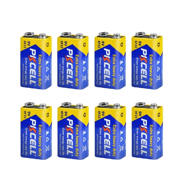 PKCELL 9V Battery, Long Lasting 9V Batteries, 8 Pack 6F22 - Walmart.com