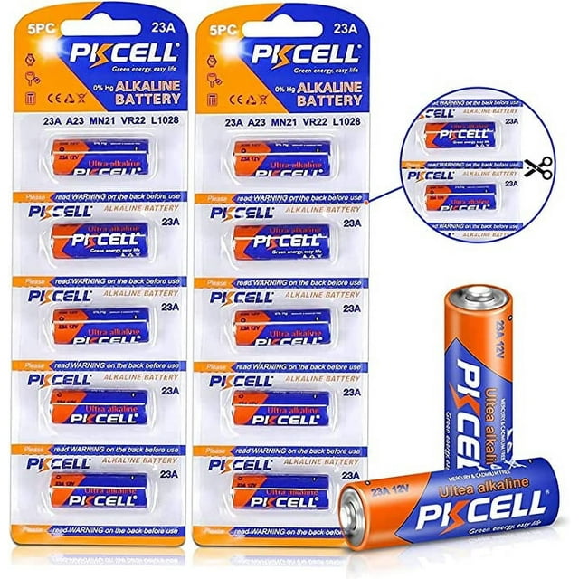 PKCELL A23 23A 12V Alkaline Battery 12V Specialty 23AE Battery(10 Count ...