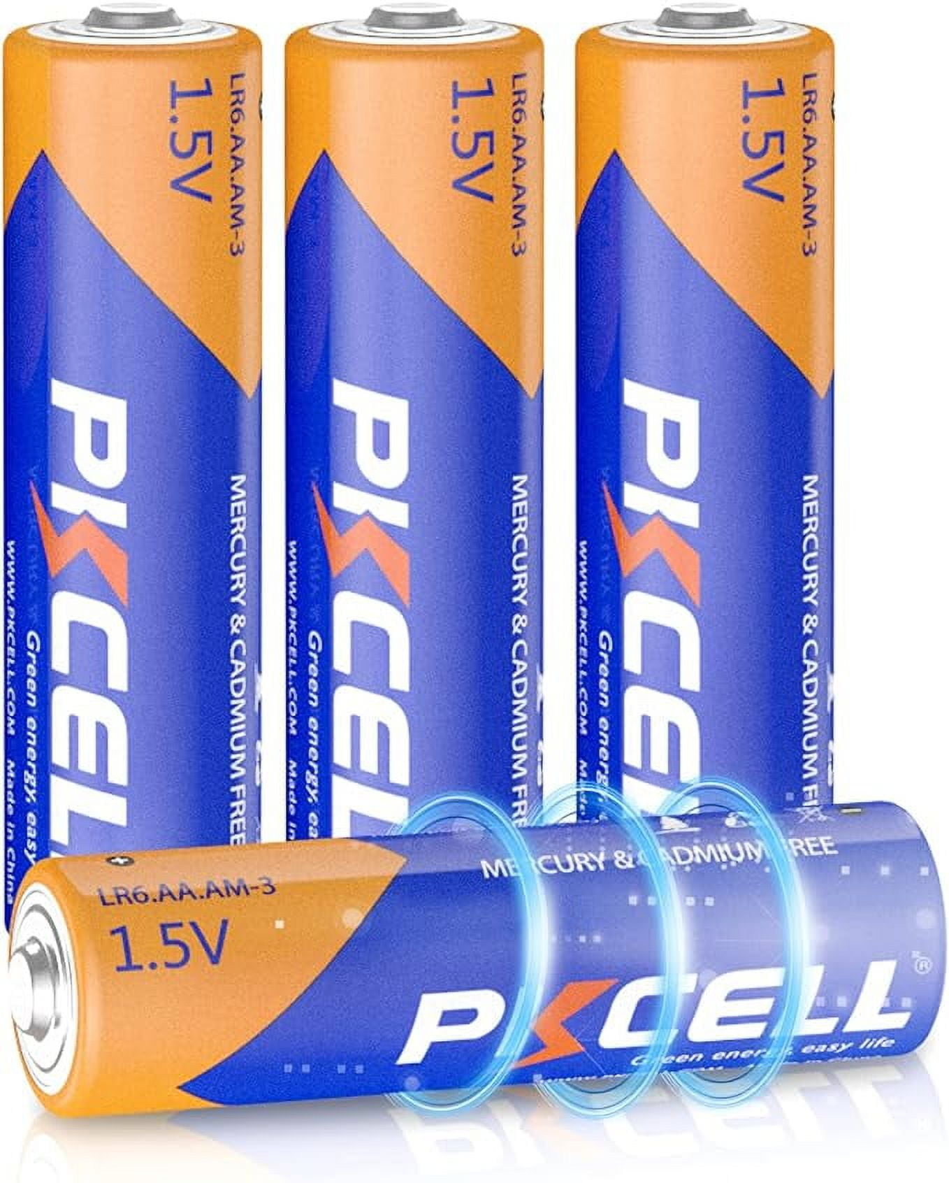 PKCELL AA LR06 Batteries,1.5V Double A Alkaline Battery 4 Pack for ...