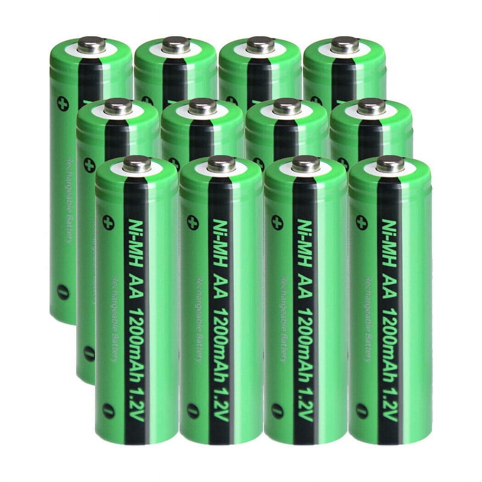 PKCELL AA NiMH 1.2V 1200mAh Powered Rechargeable Battery, 12PCS Button ...