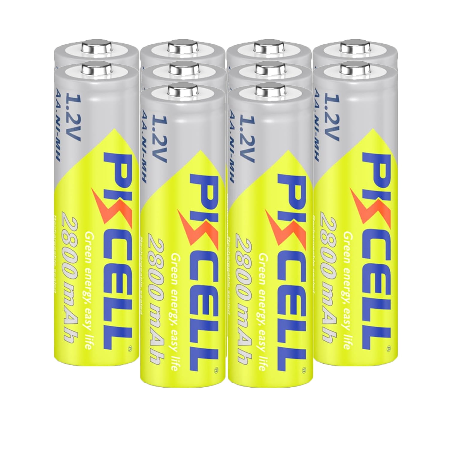 PKCELL AA NiMH 1.2V 2800mAh Rechargeable Battery, 10PCS Double A ...