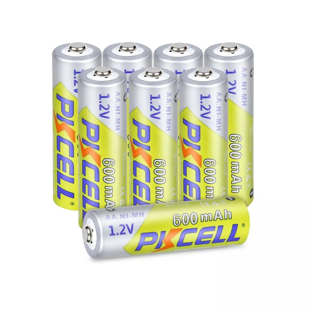 PKCELL AA NiMH 1.2V 600mAh Rechargeable Battery, 8PCS Outdoor Solar ...