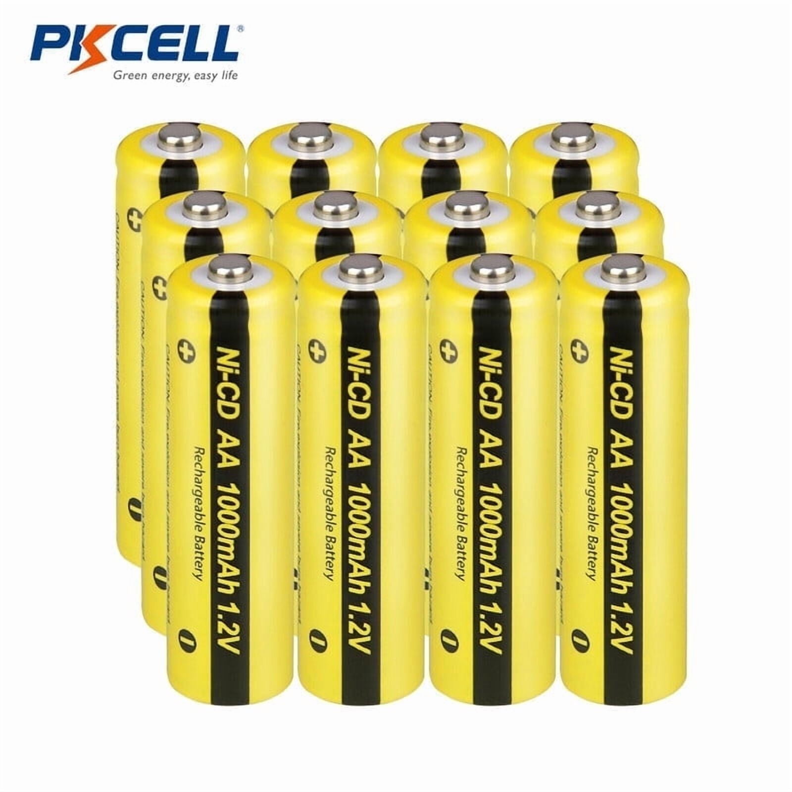PKCELL AA Rechargeable Battery NiCd 1000mAh 1.2V Battery Pack for Solar Lights, Garden Lights ...