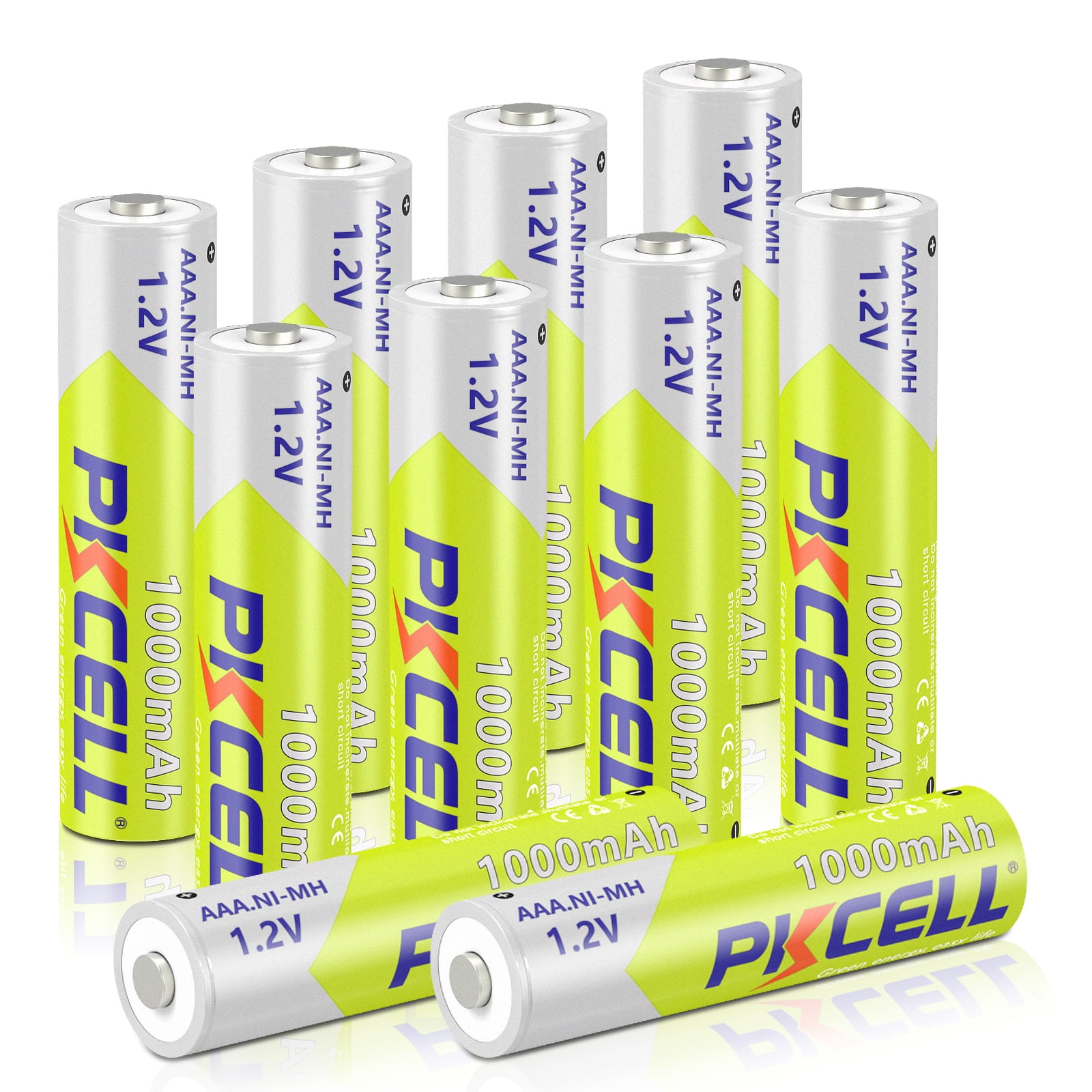 PKCELL AAA Rechargeable Battery, 10PCS NiMH 1.2V 1000mAh Triple A Pre ...