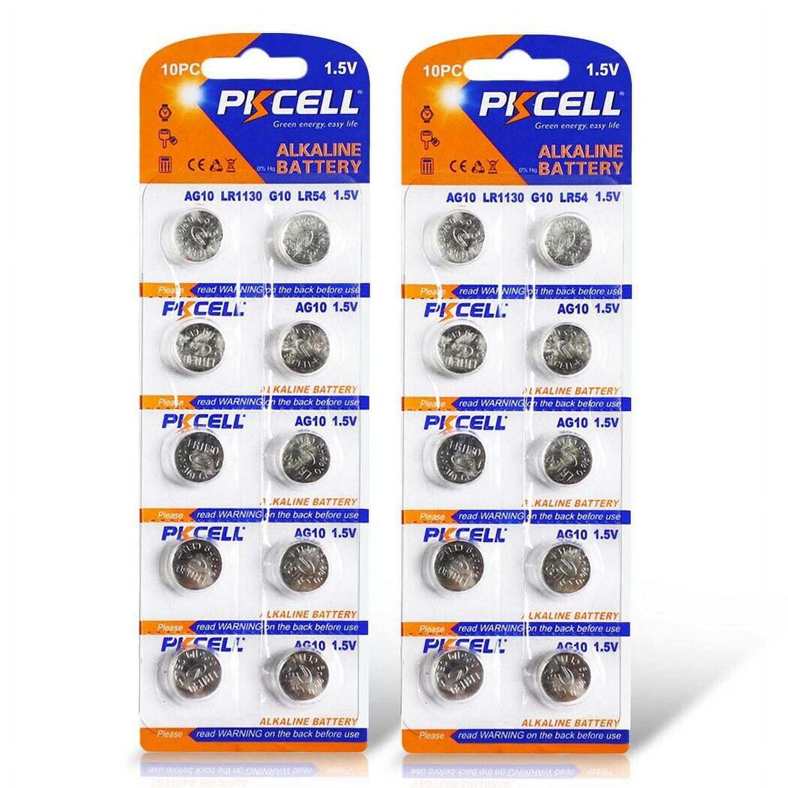 PKCELL AG10 LR1130 389 390 189 LR54 L1131 Alkaline Battery 1.5V Button ...