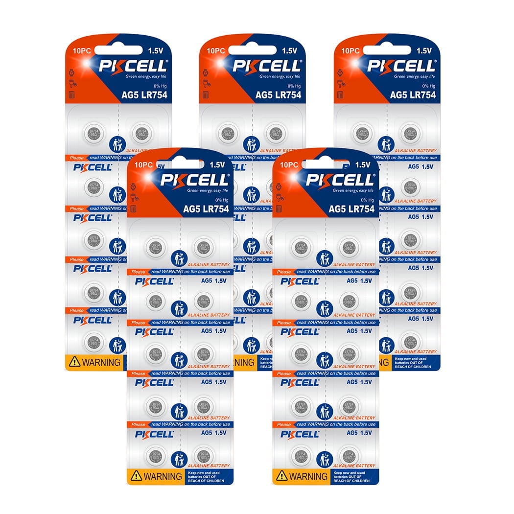 PKCELL AG5 393A LR48 LR754 Button Cell Coin Alkaline Battery 20 Pack ...
