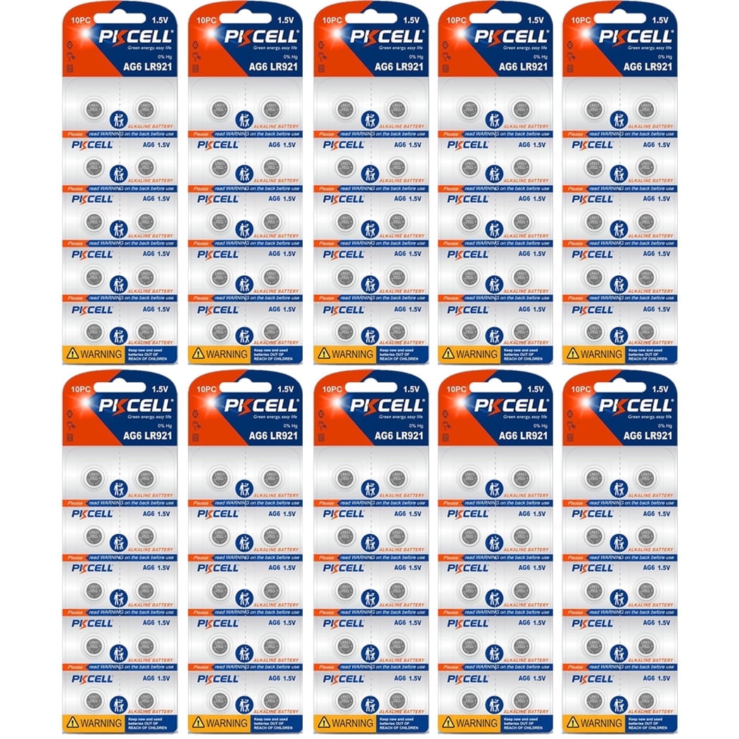 PKCELL AG6 1.5V Premium Alkaline Button Cell Battery, 100PCS 371A 371 ...