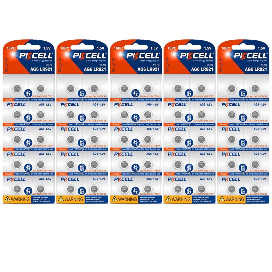 PKCELL AG6 1.5V Alkaline Button Cell Battery, 50PCS SR920SW LR69 LR921 ...