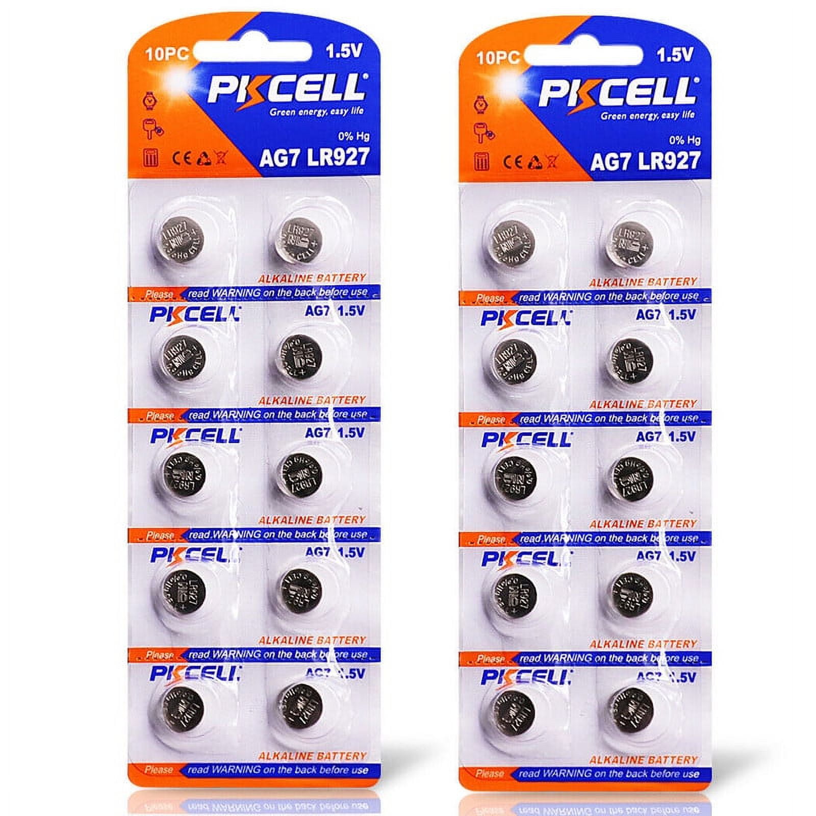 PKCELL AG7 1.5V Premium Alkaline Button Cell Battery, 20PCS SR927W 395 ...