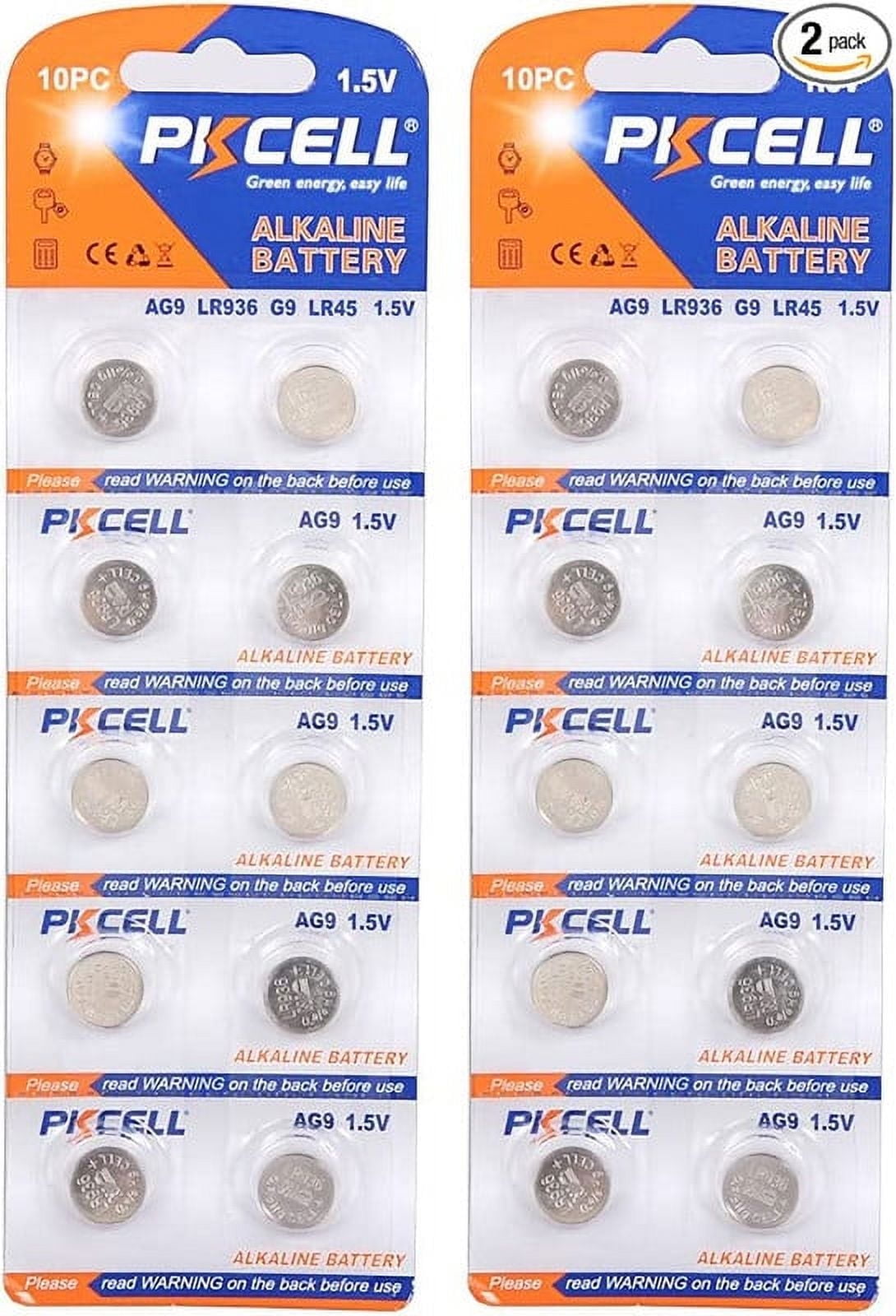 PKCELL AG9 1.5V Alkaline Button Cell Battery 20PCS LR936 LR45 G9 194 ...