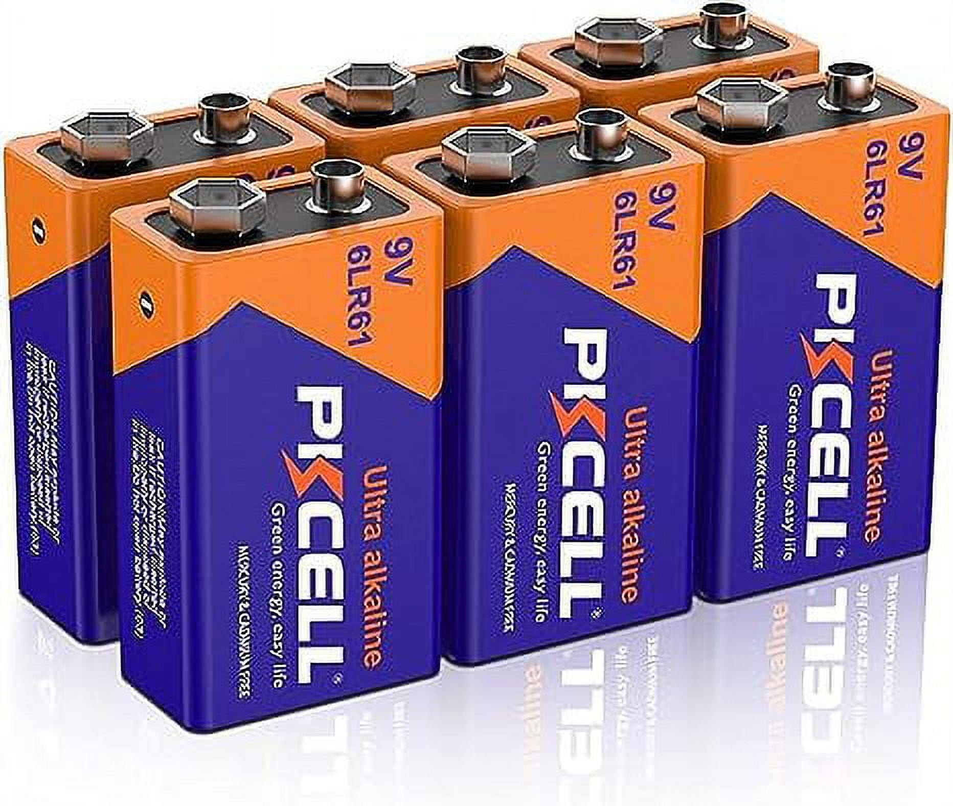PKCELL Alkaline 9V Batteries, 6LR61 9 Volt Batteries Garage Door ...