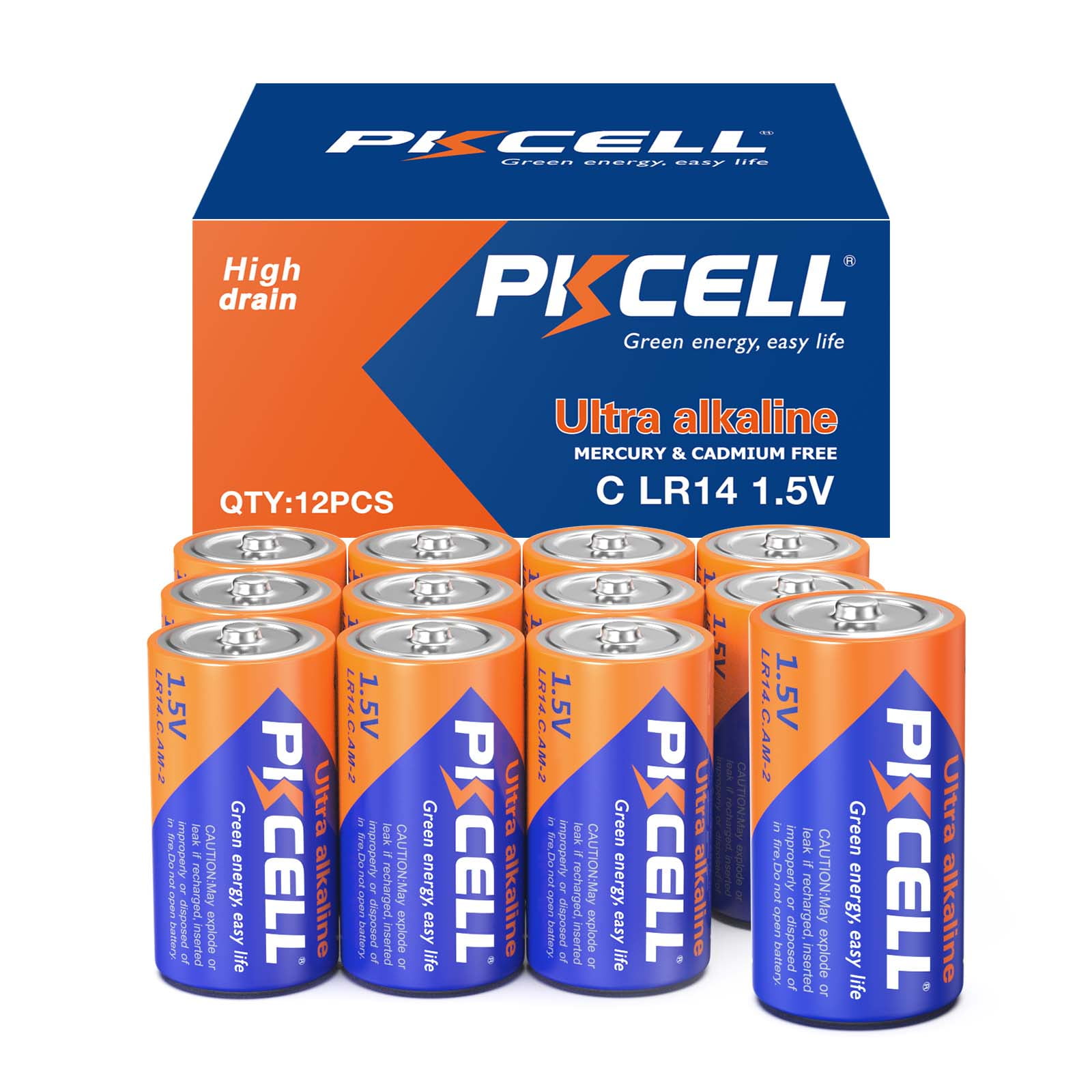 PKCELL C Battery, 1.5V LR14 MN1400 AM-2 Industrial Alkaline Batteries ...