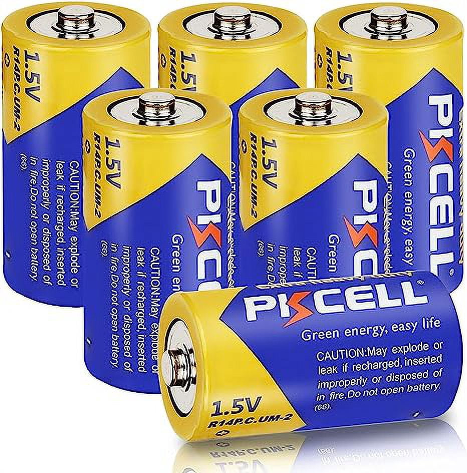 PKCELL C Size Battery, 6PCS Carbon Zinc R14P 1.5V Gas Meter Flashligh ...