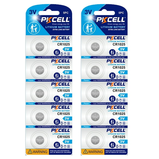 PKCELL CR1025 3V Lithium Coin Battery 10 Pack - Walmart.com