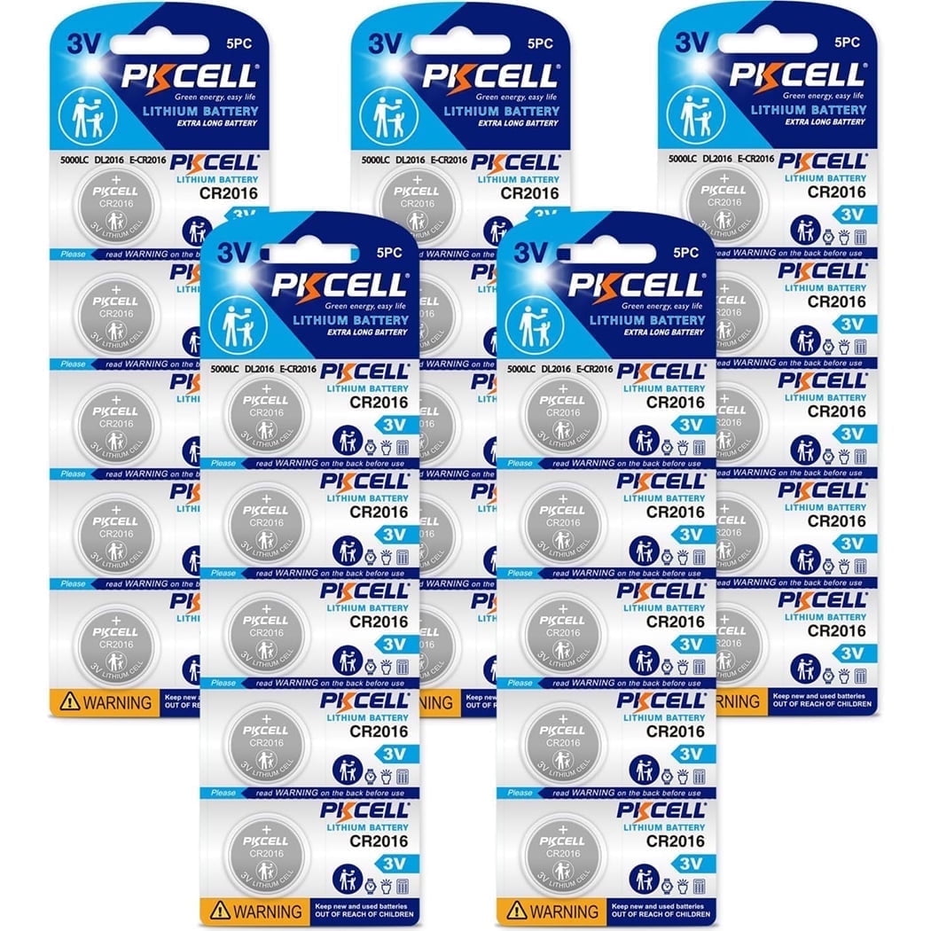 PKCELL CR2016 3V Litium Battery, BR2016 DL2016 ECR2016 Button Coin Cell ...