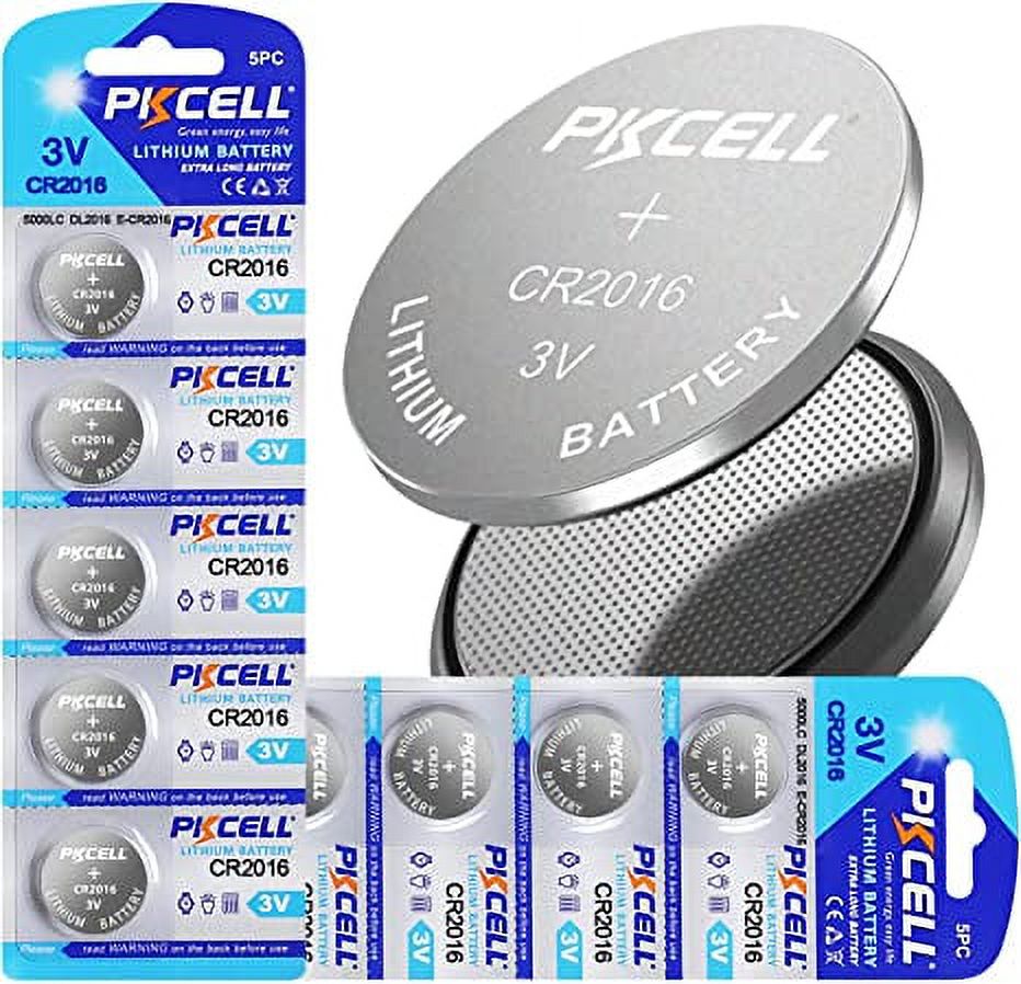 PKCELL CR2016 3V Litium Battery, 10 Count 2016 Button Coin Cell Watch ...