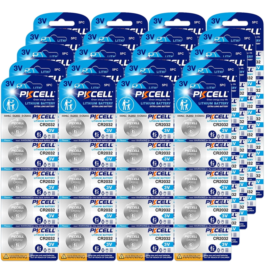 PKCELL CR2032 3V Lithium Battery CR 2032 Button Coin Cell (100-Pack ...