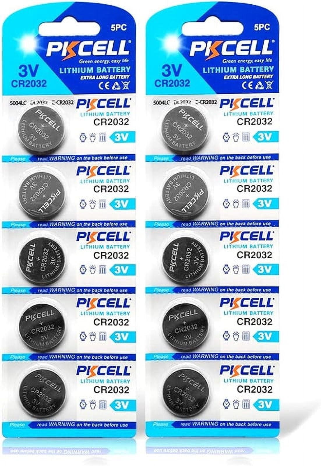 PKCELL CR2032 Battery CR 2032 3 Volt Lithium Coin Cell Battery (10-Pack) - Walmart.com
