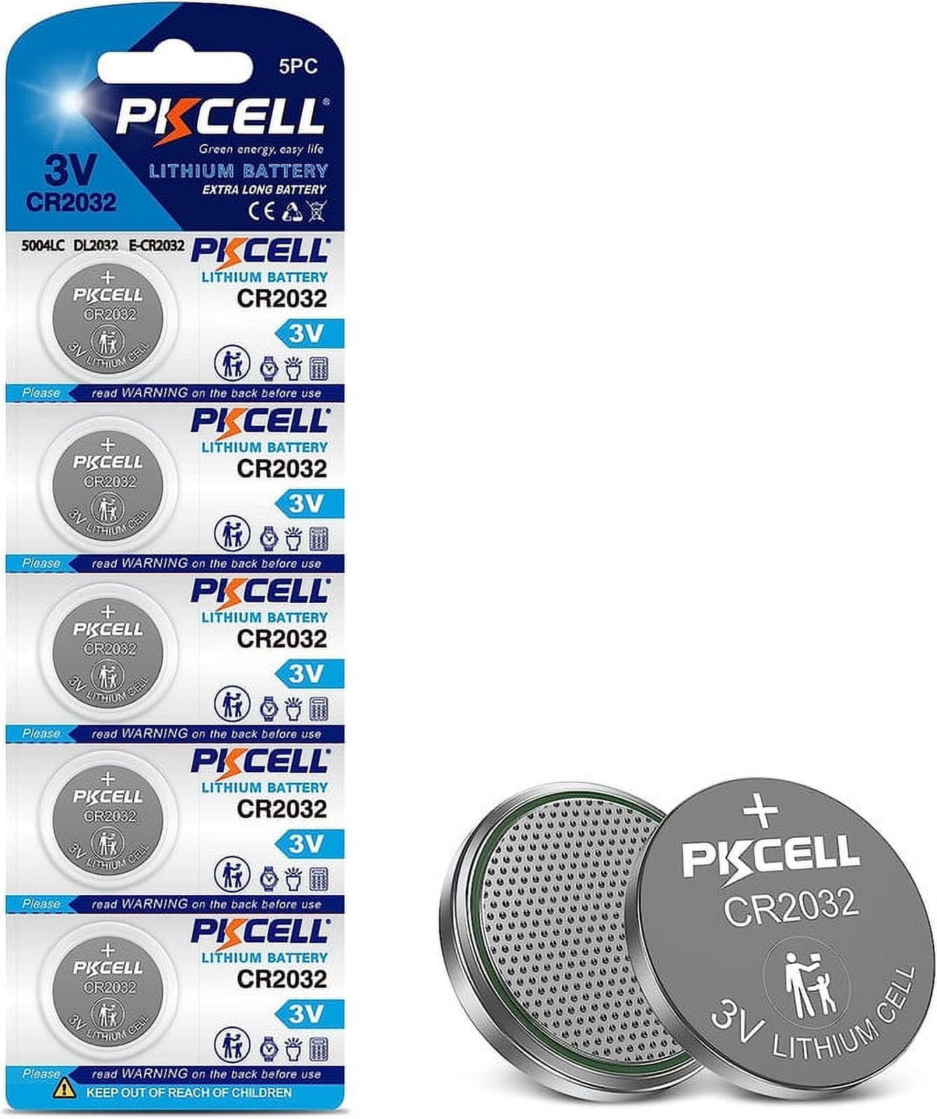 PKCELL CR2032 Battery, 2032 3V Lithium Coin Battery Cell, CR 2032 ...