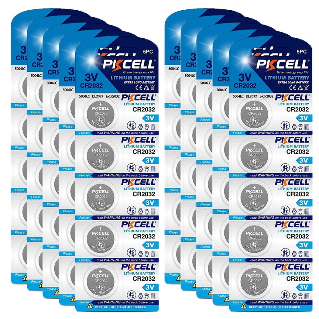 PKCELL Cr2032 Battery 2032 3v Lithium Coin Battery Cell CR 2032 Button Batteries（50-Pack ...