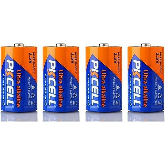 PKCELL LR20 D Size 1.5V Alkaline Battery, 4PCS for Flashlights, Toys ...