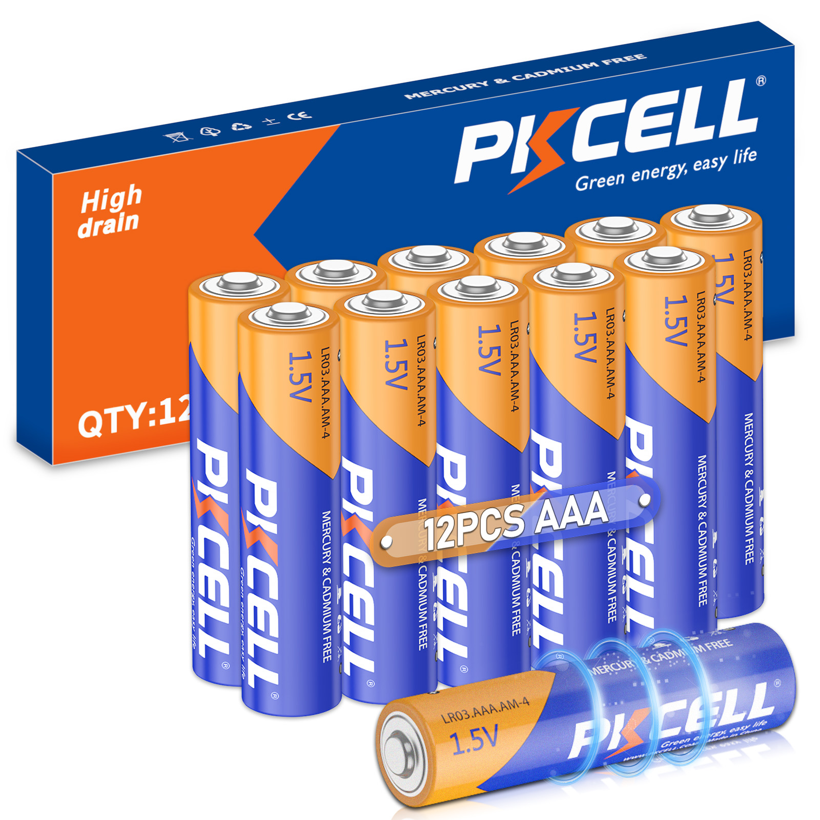 PKCELL High Energy AAA Batteries (12 Pack) for Office Use - Walmart ...