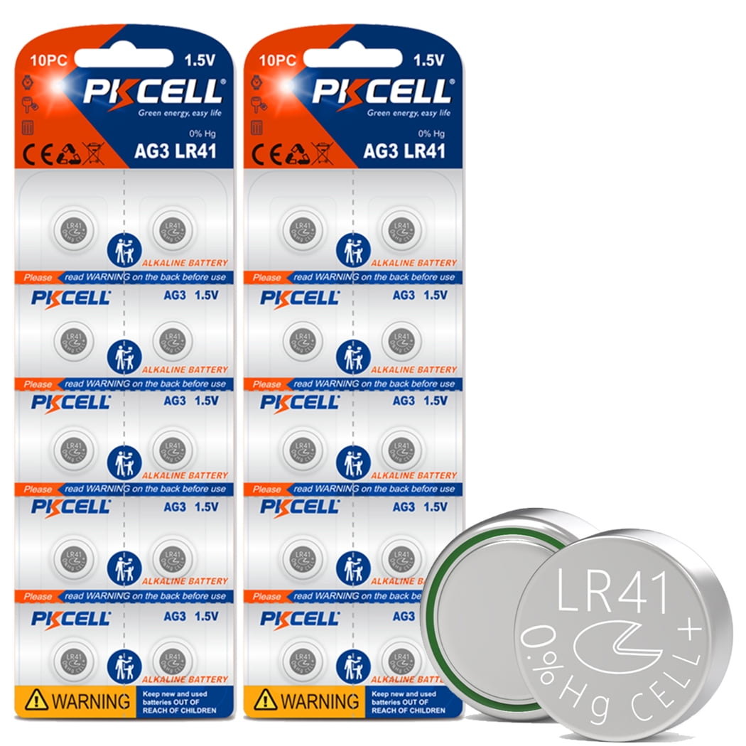 PKCELL LR41 AG3 1.5V Battery, 392 384 192 Button Alkaline Cell for Digital Thermometer - 20 ...