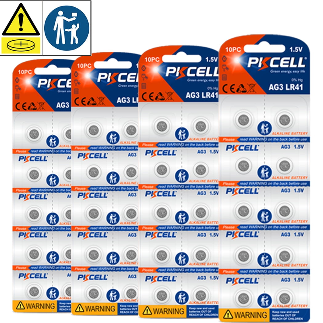 PKCELL LR41 Button Battery, 40 Pack Akaline 1.5 Batteries for Digital ...