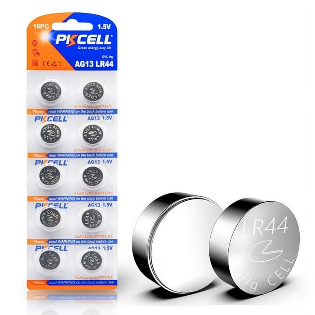 PKCELL LR44 Alkaline Button Cell, 1.5V A76 Batteries AG13 Coin Cell- 10 ...