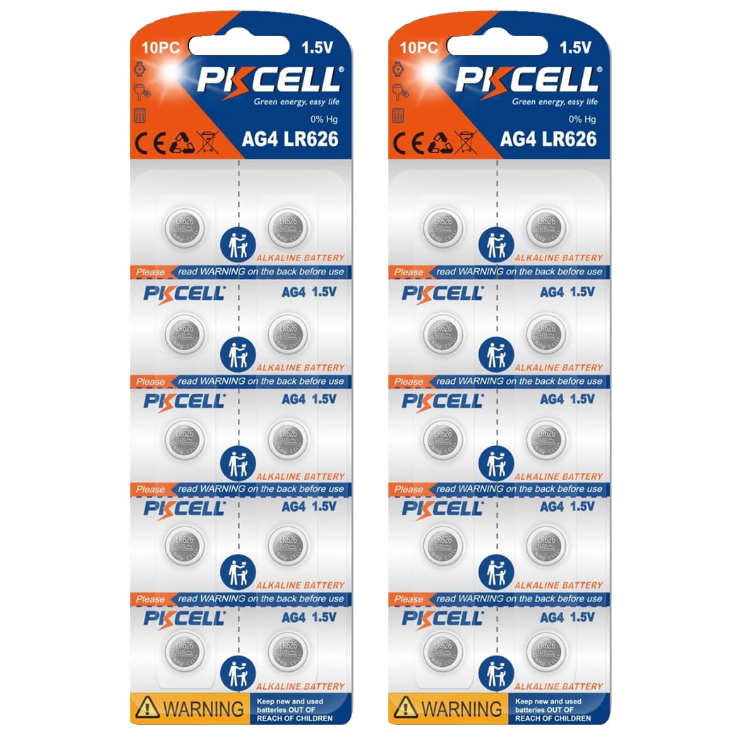 PKCELL LR626 Watch Battery, AG4 Button Cell Battery 1.5V - 20 Count ...