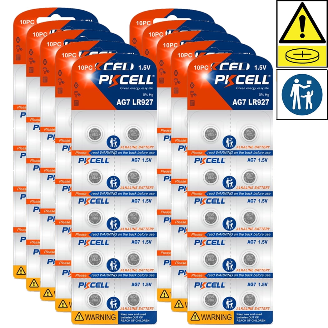 PKCELL LR927H AG7 395A 1.5V Alkaline Coin Cell Batteries (100 Batteries ...