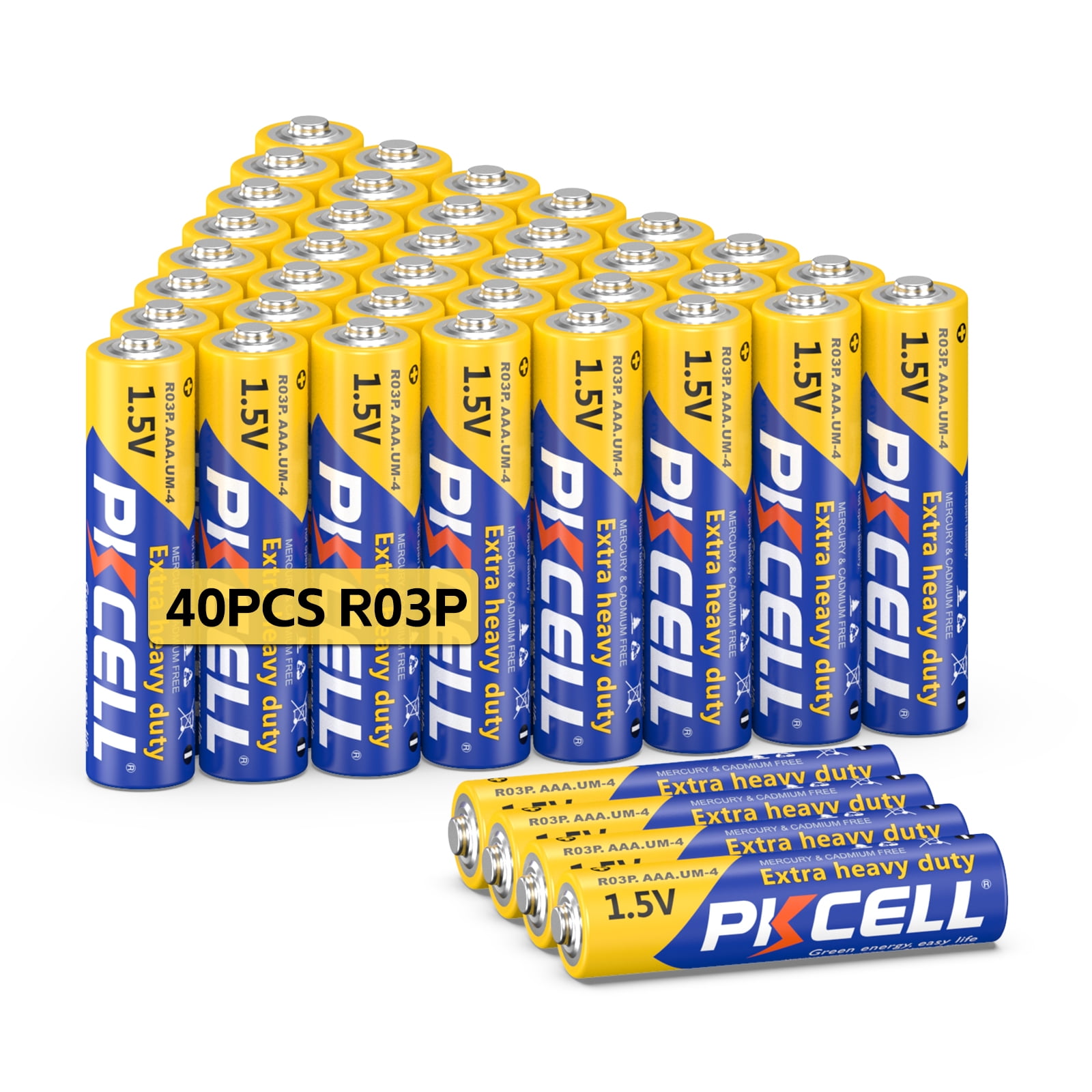 PKCELL MAX AAA 1.5V Value Pack Batteries (40 Pack), Super Heavy Duty ...