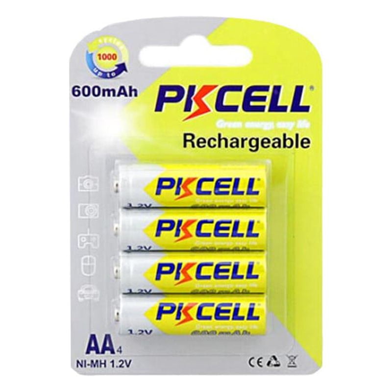 PKCELL NiMH rechargeable AA battery, 4PCS 1.2V 600mAh Outdoor Solar ...