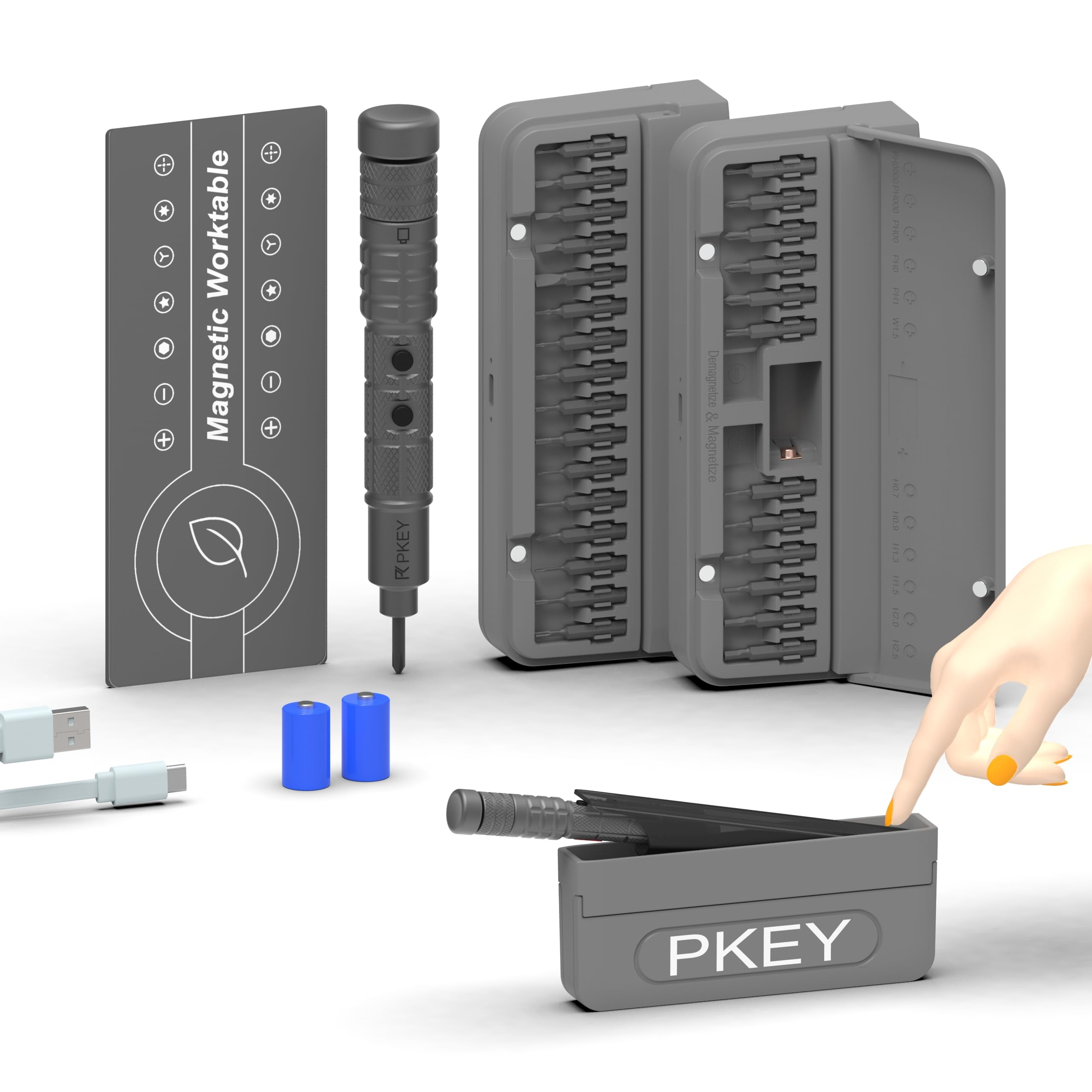 PKEY Cordless Electric Screwdriver Set, Mini Electric Screwdriver ...