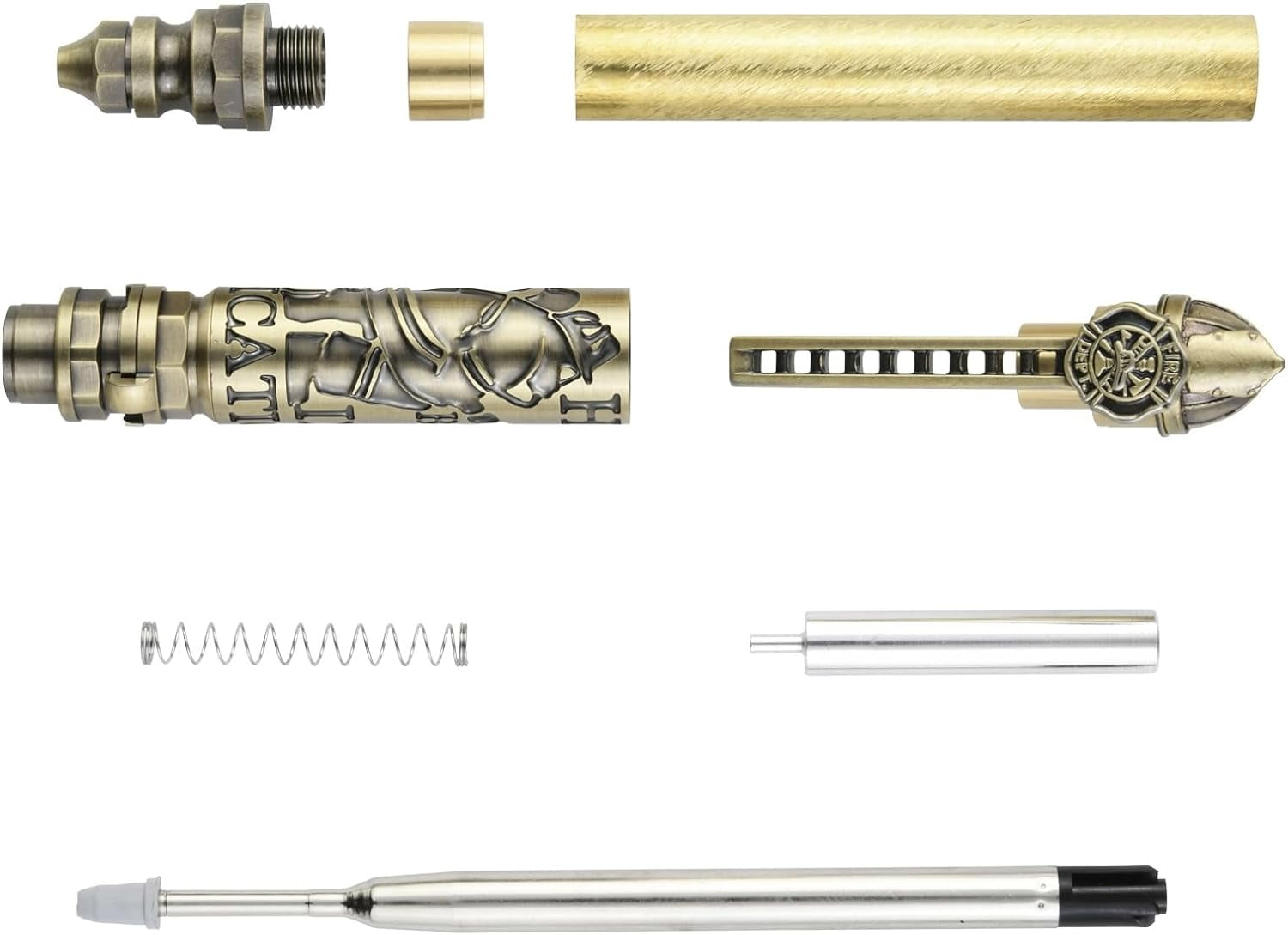 PKFIREAB Firefighter 'Push & Lock' Pen Kit (1pack in Antique Brass ...
