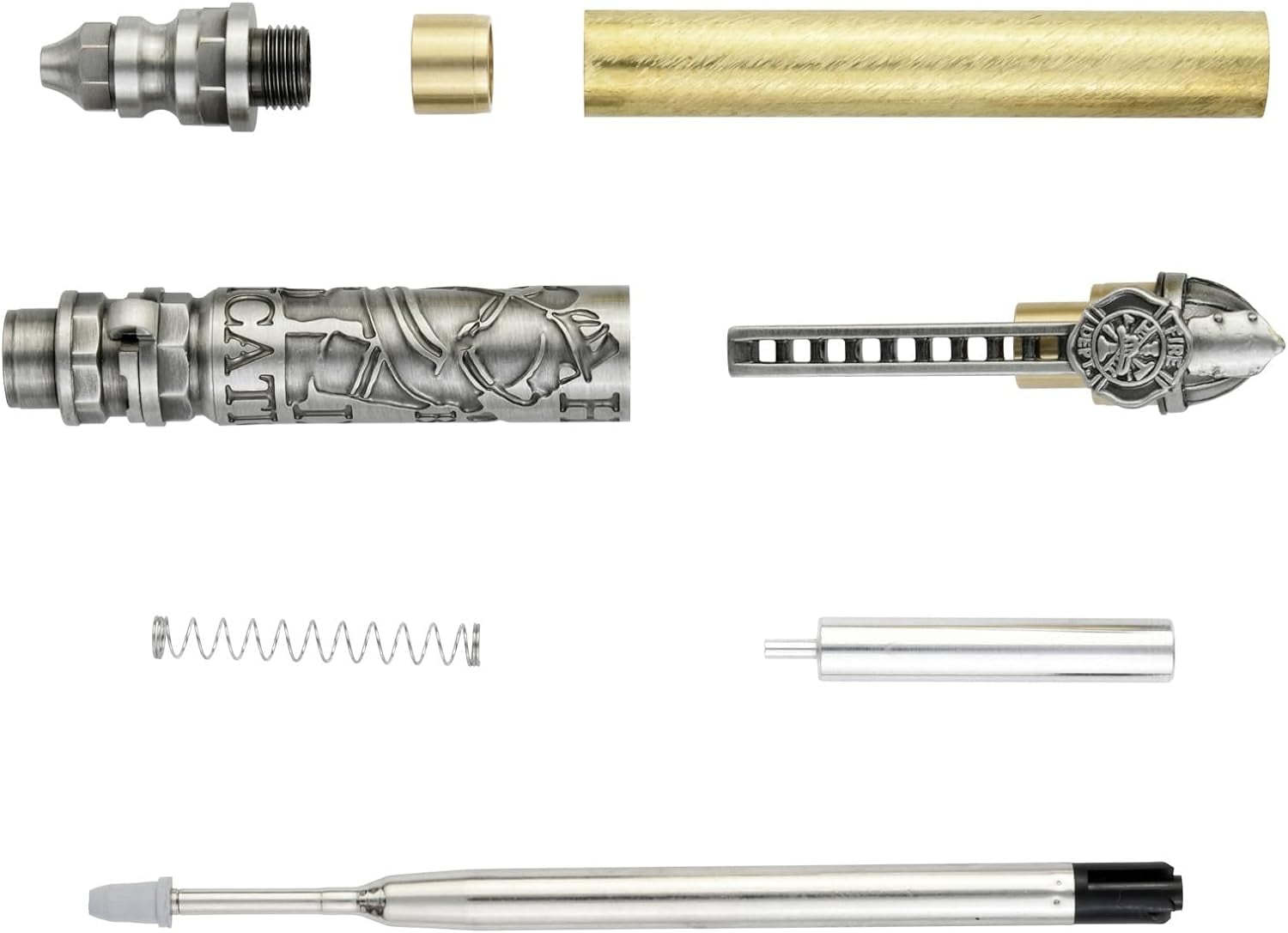 PKFIREAP Firefighter 'Push & Lock' Pen Kit (1pack in Antique Pewter ...