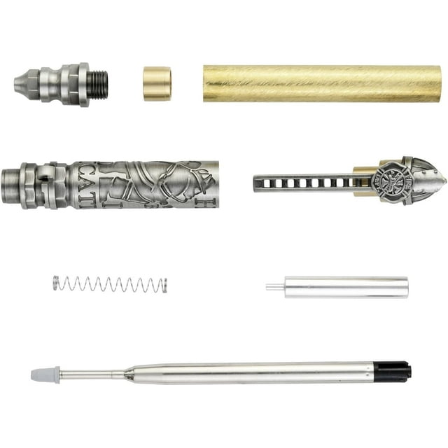 PKFIREAP Firefighter 'Push & Lock' Pen Kit (1pack in Antique Pewter ...