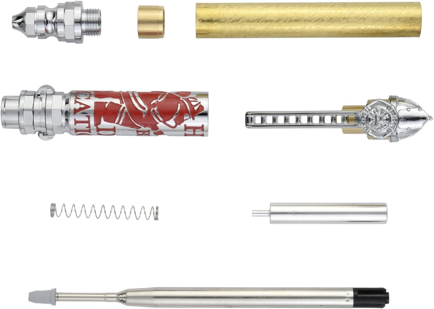 PKFIRECHR Firefighter 'Push & Lock' Pen Kit (1pack in Chrome & Red ...