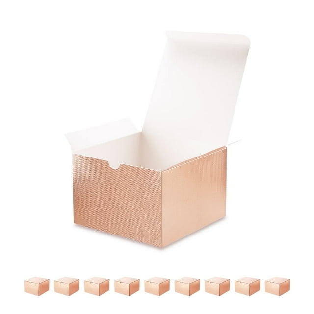PKGSMART 10 Gift Boxes, 6x6x4 inches, Small Rose Gold Bridesmaid Boxes ...