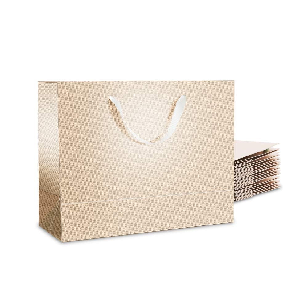 PKGSMART 12 Pack Gift Bags 13x5x10 inches, Large Champagne Gold Gift ...