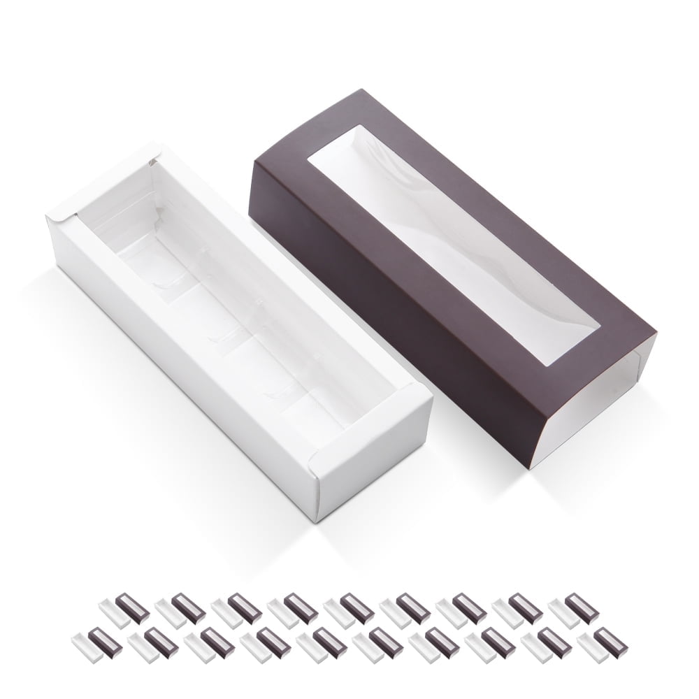 PKGSMART Truffle Boxes, Clear Window, 4-Piece Tray, 6.2x 1.7x 1.25 ...